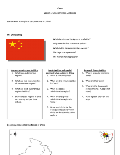 China 3 Part Lesson and worksheets | Teaching Resources