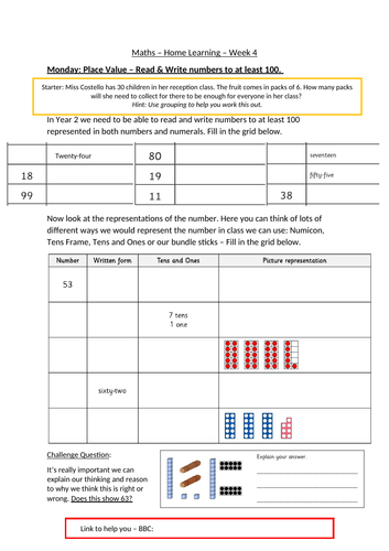 Maths Home Learning Week 4 | Teaching Resources
