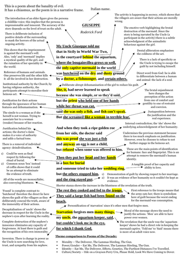 Giuseppe by Roderick Ford Detailed Annotations | Teaching Resources