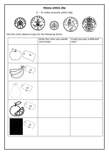 Money within 20p | Teaching Resources