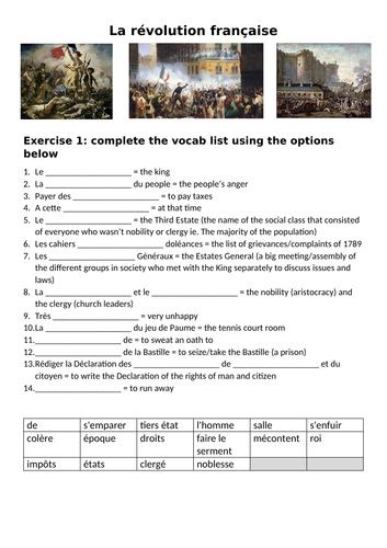 La révolution française listening comprehension | Teaching Resources