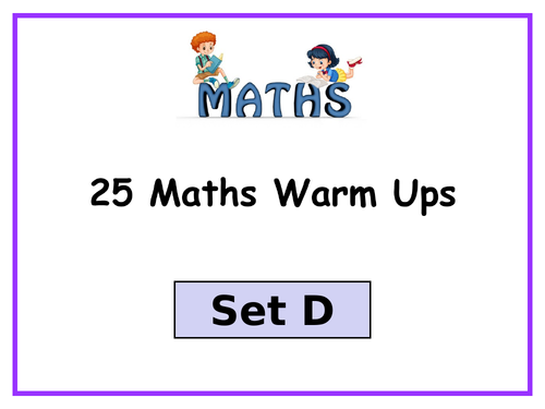 Maths Warm Up Activities for KS2 children (SET D) | Teaching Resources