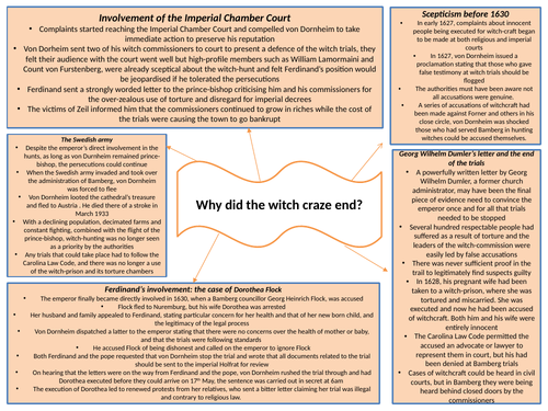 Alevel Edexel History, Bamberg witch hunt | Teaching Resources