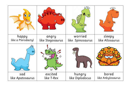 Dinosaurs Emotions Cards/Fan | Teaching Resources