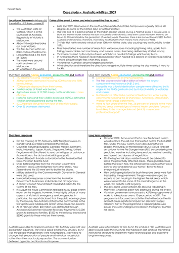 Geography A level Australia wildfire case study poster A3 | Teaching ...