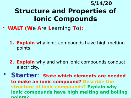 Properties of Ionic Compounds PPT - GCSE Chemistry | Teaching Resources