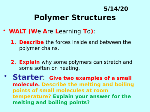 Polymer Structures PPT - GCSE Chemistry | Teaching Resources