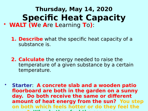 Specific Heat Capacity PPT - GCSE Physics | Teaching Resources