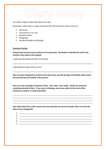 Home learning diary entry pack | Teaching Resources