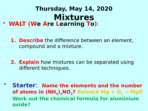 Mixtures PPT - GCSE Chemistry | Teaching Resources