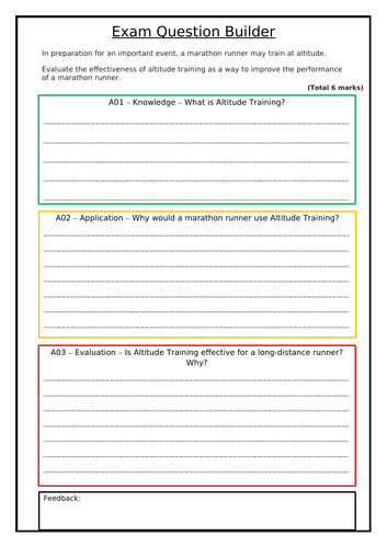 Altitude Training 6-mark Question | Teaching Resources