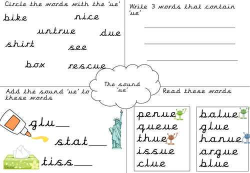Phonics worksheet- ue | Teaching Resources