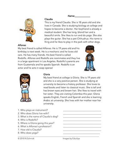 My Friends Easy English Reading: Describing People (ESL / EFL / ELL ...