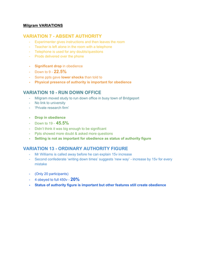 Milgram Variations Description & GRAVE - Psychology | Teaching Resources