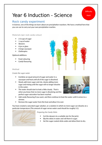 Rock Candy Experiment Worksheet
