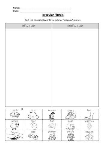 Irregular Plural Nouns Worksheet
