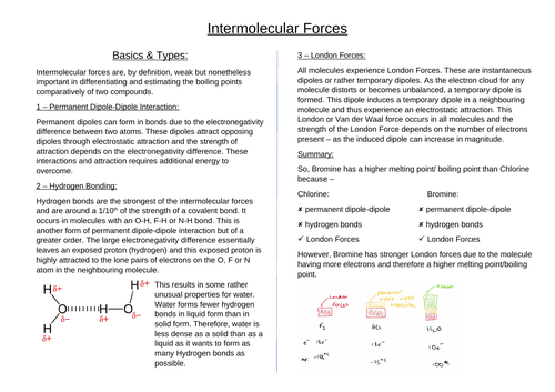 A* AS/A Level Chemistry Poster on Intermolecular Forces | Teaching ...