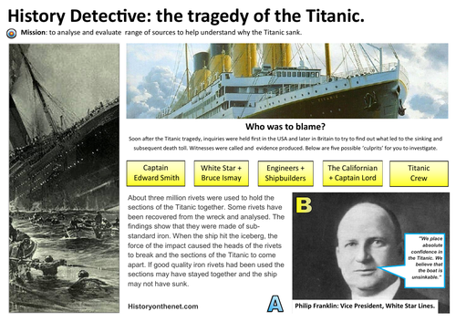 Titanic Investigation Sources + Activity | Teaching Resources