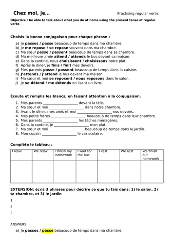 Present tense regular verbs resources pack | Teaching Resources