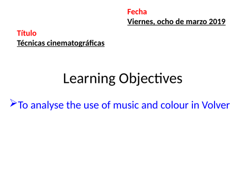 Volver-El uso de color | Teaching Resources