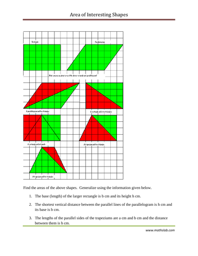 Area of interesting shapes | Teaching Resources