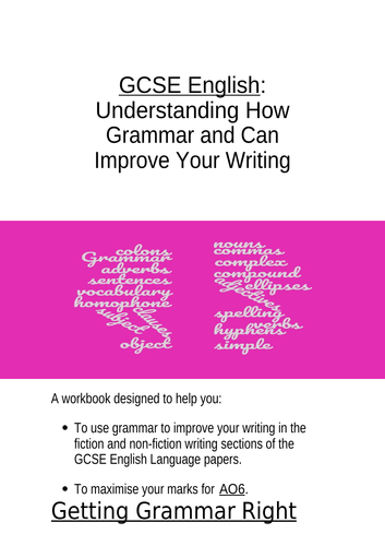 GCSE English Grammar for Writing Booklet | Teaching Resources