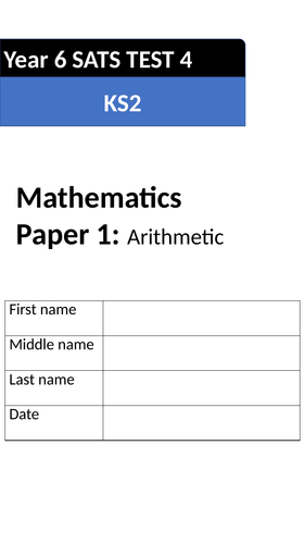 Maths KS2: Year 6 SATS Arithmetic Paper. Test 4 | Teaching Resources Maths KS2: Year 6 SATS Arithmetic Paper. Test 4 | Teaching Resources