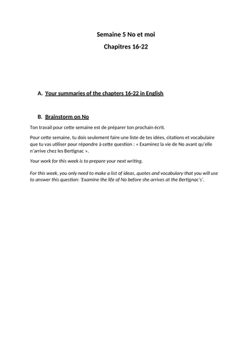No et moi chapitres 16-22 | Teaching Resources