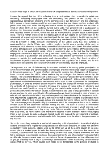A Level Politics essay - improving democracy | Teaching Resources