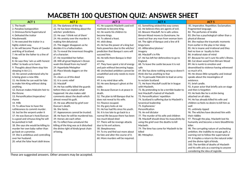 Macbeth Scheme of Learning. Lesson on every scene. | Teaching Resources