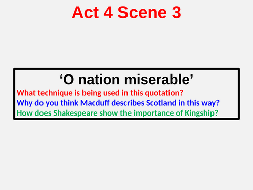 Act 4 Scene 3 Macbeth Lesson | Teaching Resources