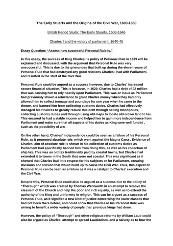 Charles I and the victory of parliament, 1640-46 OCR History notes ...