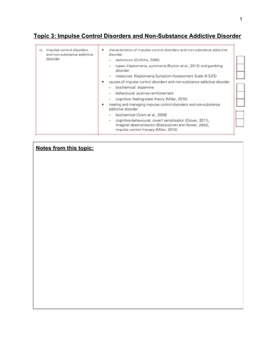 Psychology and Abnormality Topic 3: 'Impulse Control Disorders and Non ...
