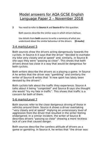 Levels 5, 7 and 9 model answers (AQA GCSE English Language Paper 2 ... Levels 5, 7 and 9 model answers (AQA GCSE English Language Paper 2 ...