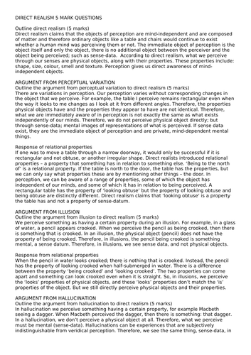 AQA A-Level Philosophy Direct Realism | Teaching Resources AQA A-Level Philosophy Direct Realism | Teaching Resources