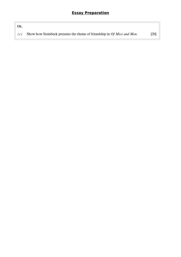 Of Mice and Men How to Write an Essay | Teaching Resources