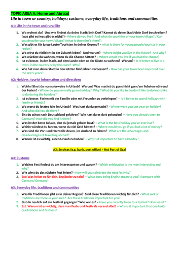 Edexcel IGCSE German speaking questions | Teaching Resources