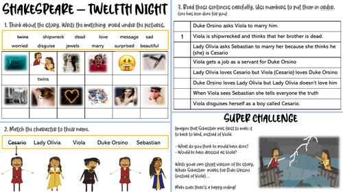 Twelfth Night Activity Sheet + alternate ending challenge | Teaching ...