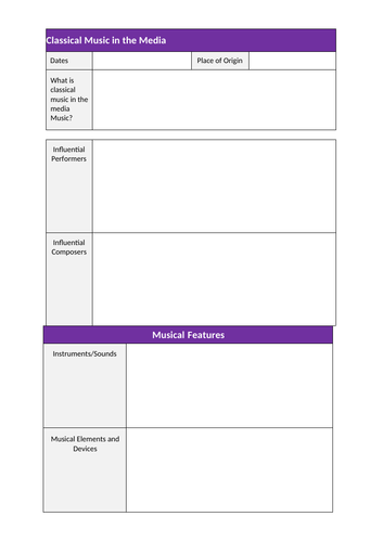 Classical Music in the Media Research and Listening Task | Teaching ...