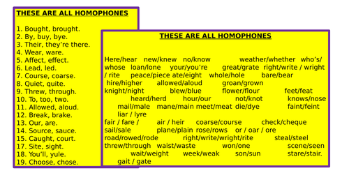 HOMOPHONES | Teaching Resources