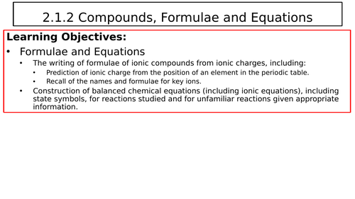 OCR Chemistry 2.1.2 Compounds, Formulae and Equations | Teaching Resources OCR Chemistry 2.1.2 Compounds, Formulae and Equations | Teaching Resources
