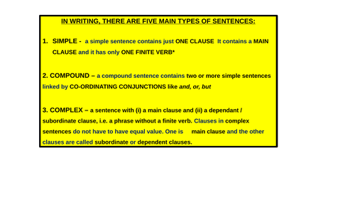 The 5 Sentence Types | Teaching Resources