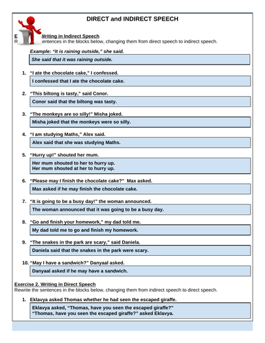 Direct and Indirect (Reported) Speech | Teaching Resources