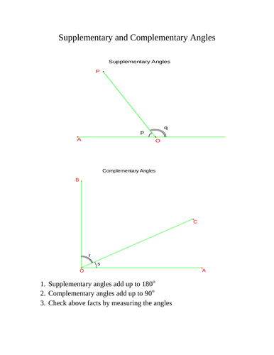 Supplementary/Complementary and Exterior/Interior Angles | Teaching Resources