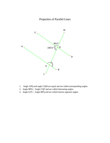 Properties of Parallel Lines and the Sum of the Angles of a Triangle ... Properties of Parallel Lines and the Sum of the Angles of a Triangle ...