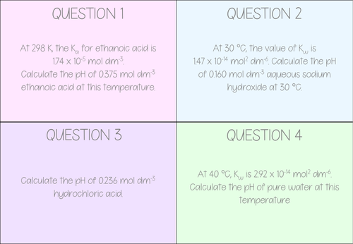pH calculation cards | Teaching Resources