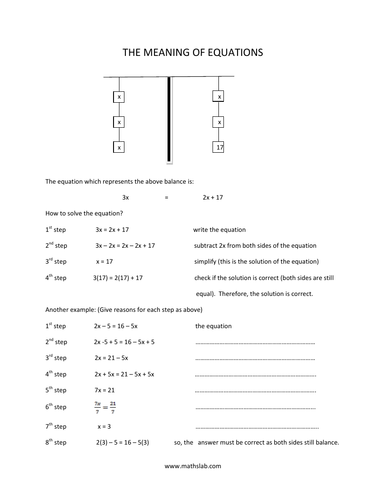 The Meaning of Equation - Based on Balance | Teaching Resources