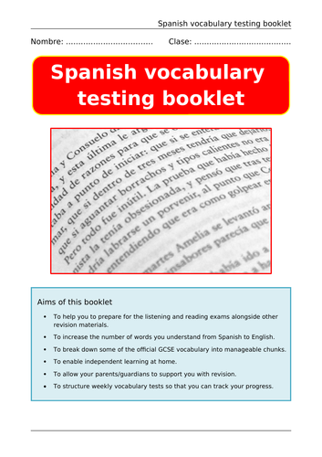 Spanish Vocabulary Booklet GCSE | Teaching Resources Spanish Vocabulary Booklet GCSE | Teaching Resources