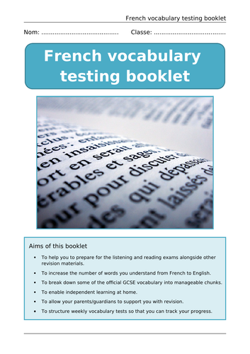 French Vocabulary Booklet GCSE | Teaching Resources