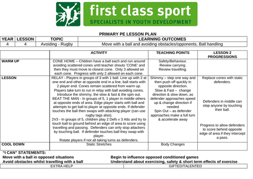 KS2 PE Plans - Year 4 - Rugby x 4 Plans (Travelling, Passing, Catching ... KS2 PE Plans - Year 4 - Rugby x 4 Plans (Travelling, Passing, Catching ...